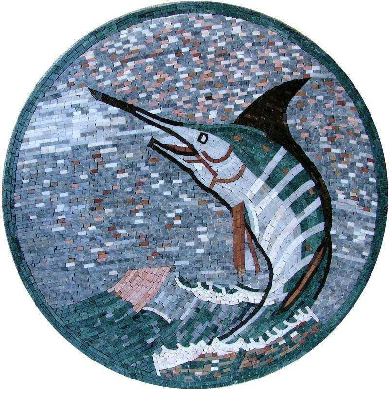 Sword Fish Mosaic Artwork, 36" x 36" - Beach Style - Tile Murals - by ...
