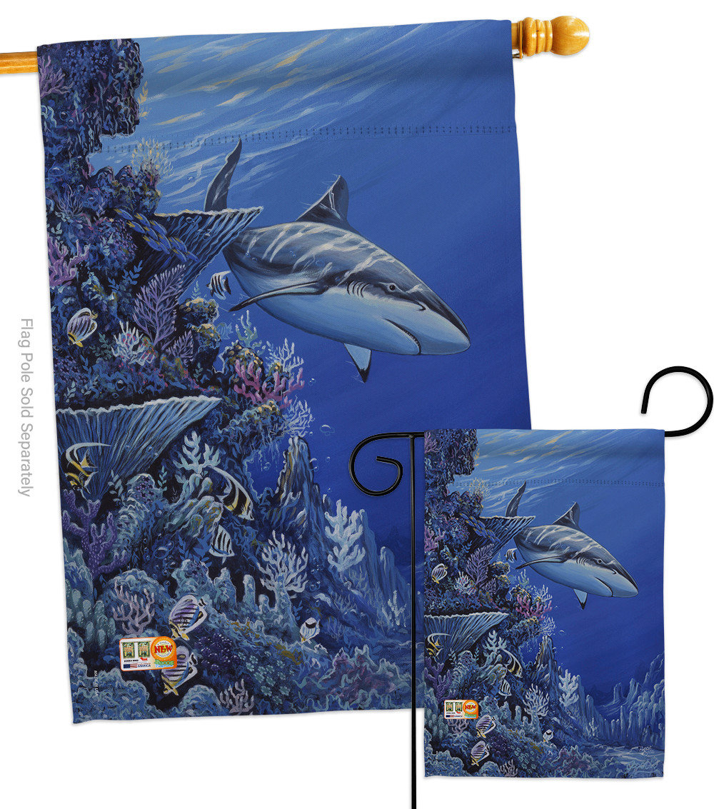 Shark Reef Coastal Sea Animals Flags Set, 28" X 40" X 0.1" - Modern ...