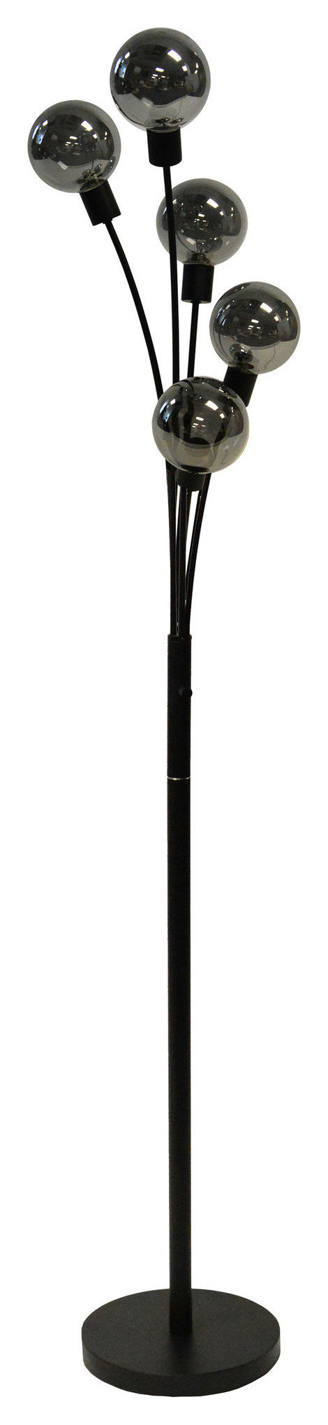 5 Light Incandescent Floor Lamp Black Finish with Smoked Glass ...