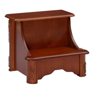 Linon Woodbury Wood Bed Steps with Storage in Brown - Ladders And Step ...