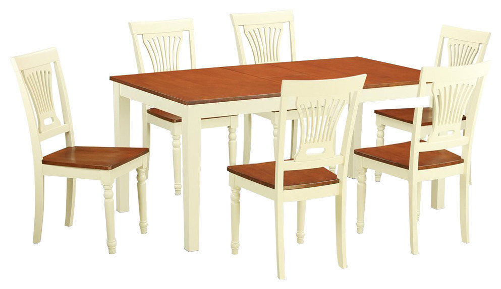 7-Piece kitchen Dinette Set, Table and 6 Dining Chairs, Buttermilk ...