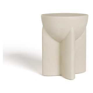 Modrest Elsa - Modern Beige Concrete Round End Table - Modern - Side ...