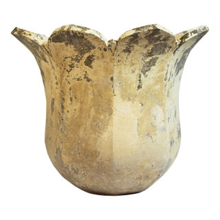 Large Yellow Tulip Earth Ware Pot - Farmhouse - Outdoor Pots And ...