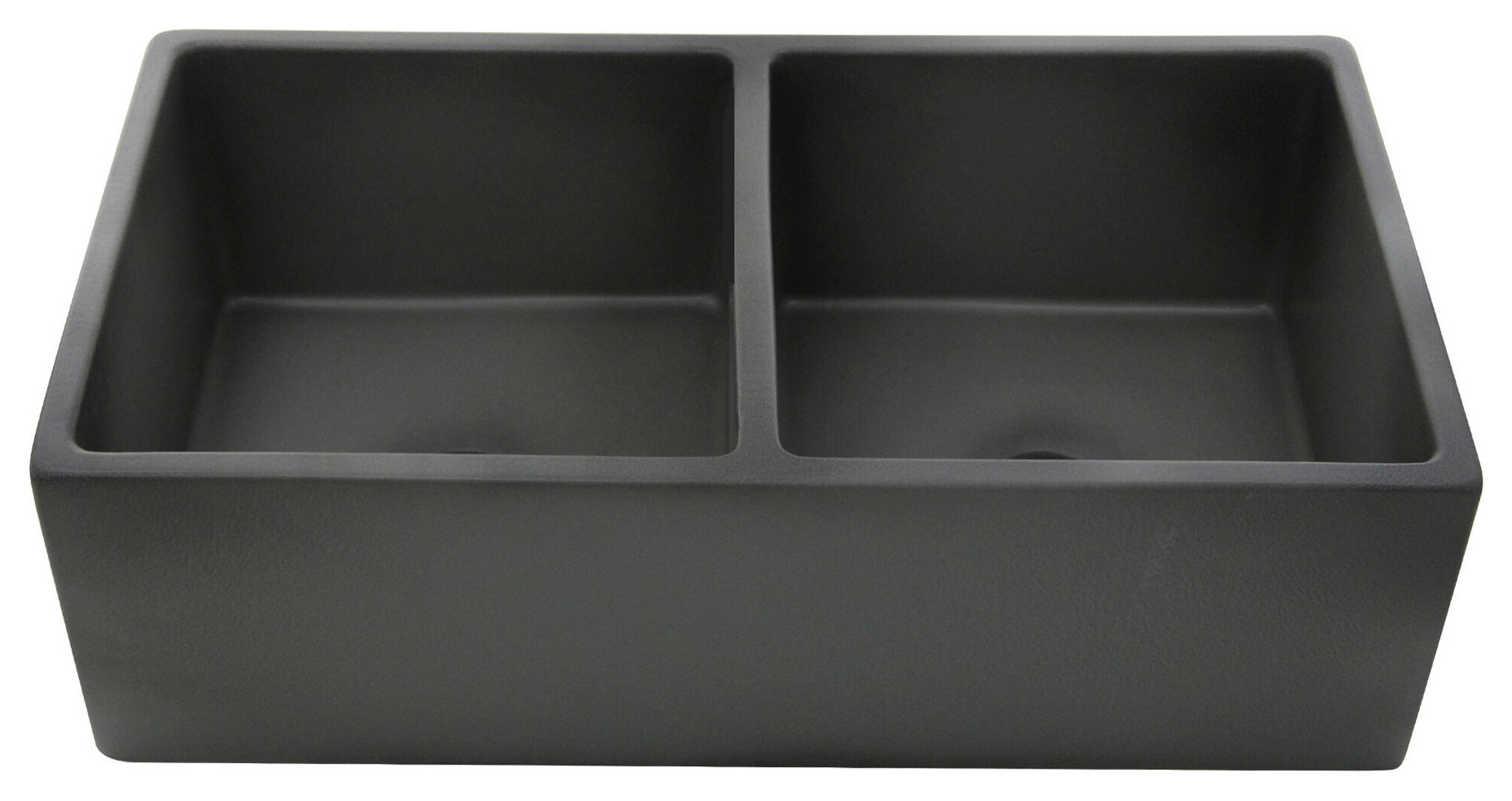 Nantucket Sinks FCFS3318D-Concrete Double Bowl Farmhouse Fireclay Sink ...