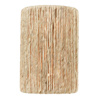 Abaca 2-Light Sconce, Satin Brass With Abaca Rope - Beach Style - Wall ...