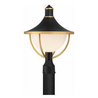 Atlas One Light Outdoor Post Mount in Matte Black / Textured Gold ...