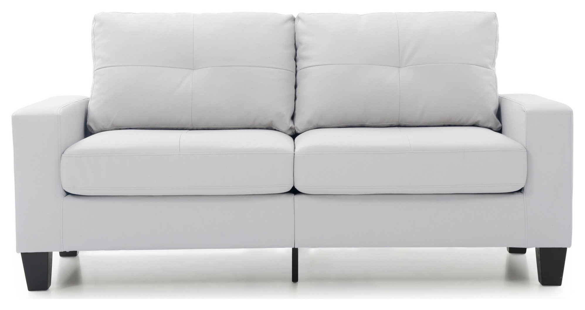 White Faux Leather Sofa With Flared Arms - Contemporary - Sofas - by ...