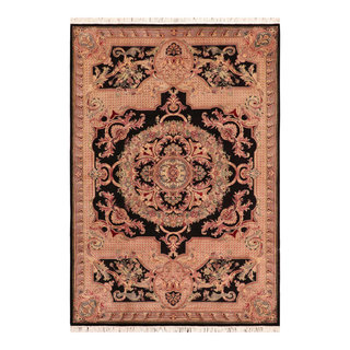 Firdous Pak Persian Hyacinth Black/Pink Wool Rug - 6'2'' x 9'0'', 6'2 ...