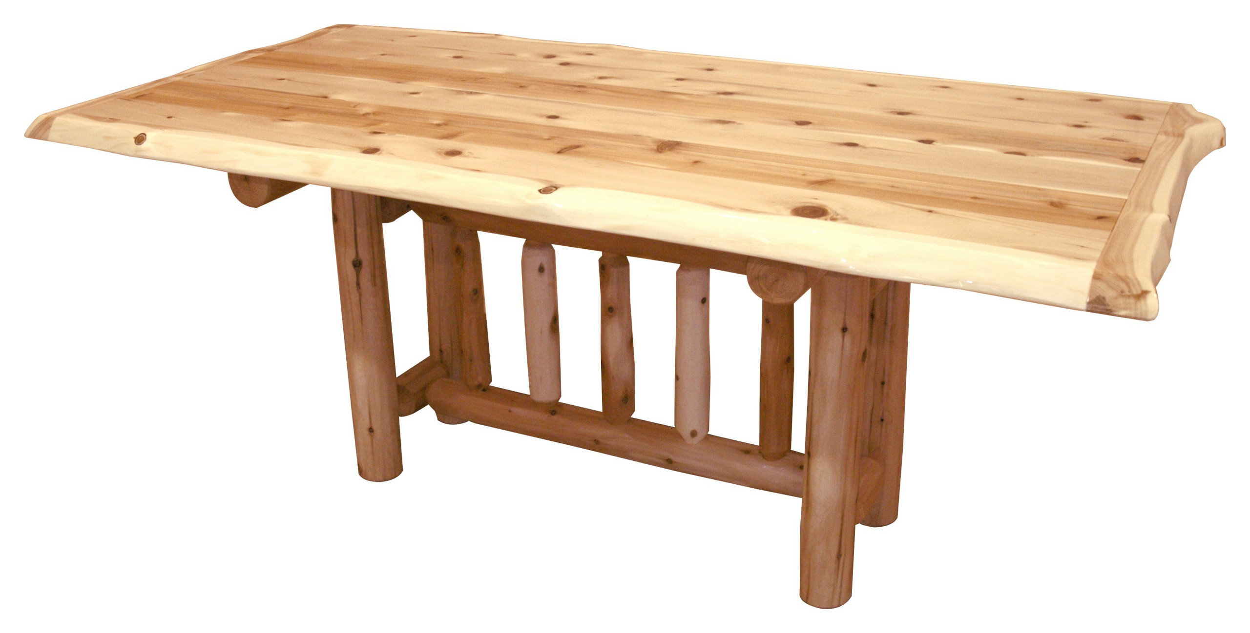 White Cedar Log Trestle Dining Table, 42" X 72" - Rustic - Dining ...