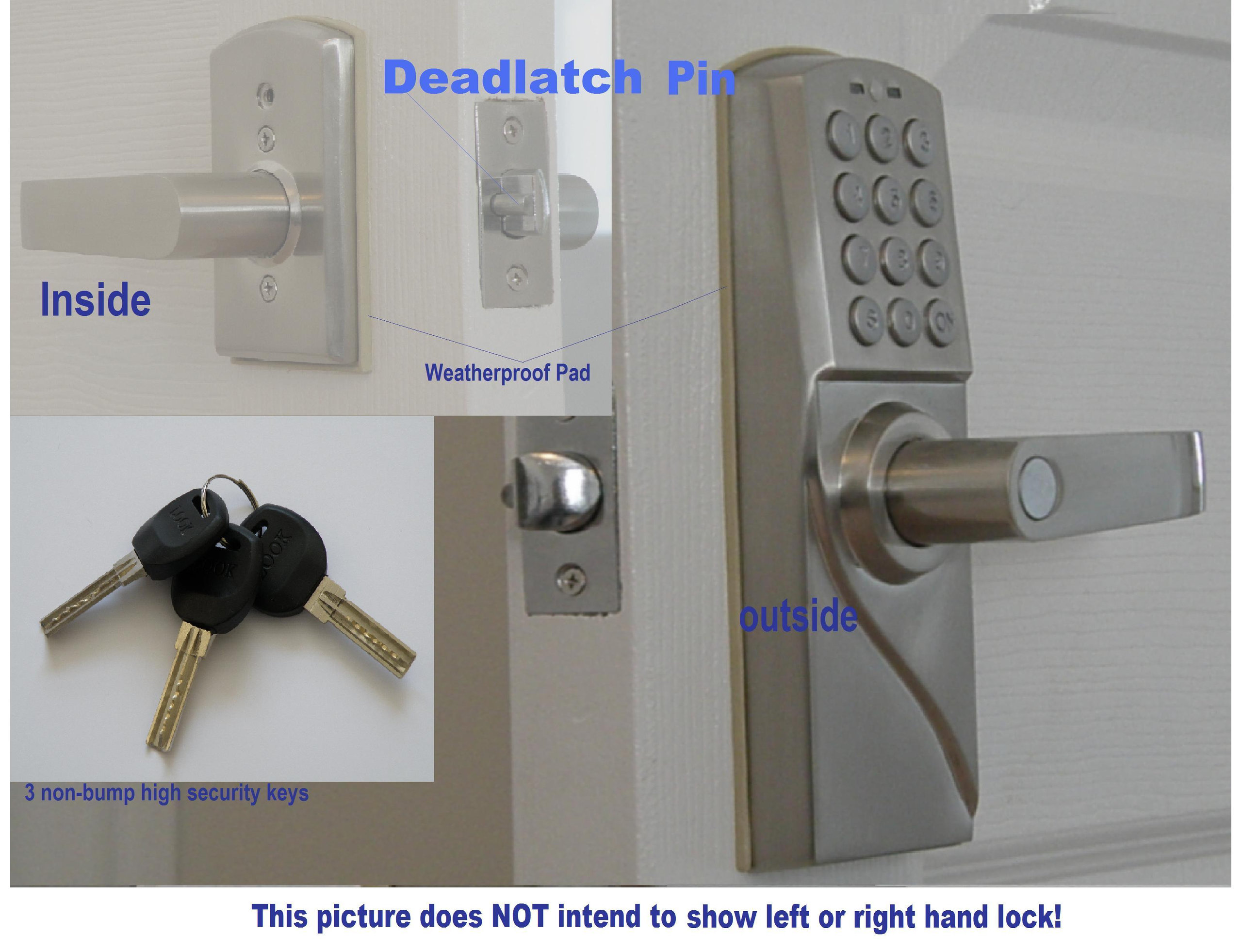Keyless Electronic Digital Keypad Door Lock Left Hand LH - Contemporary ...