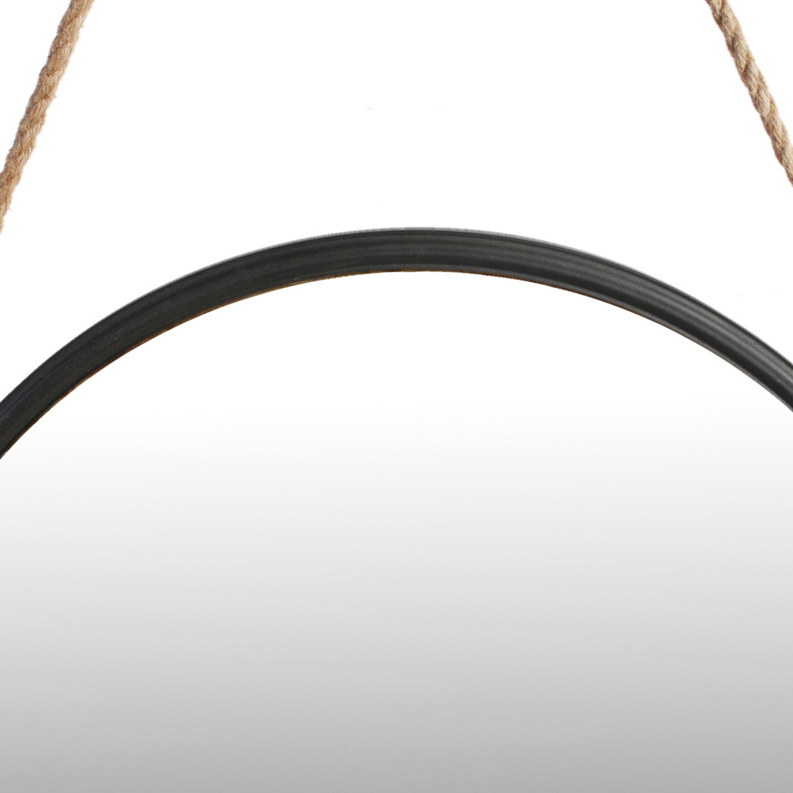 Benzara BM285535 30" Accent Wall Mirror With Rope Hanger & Black Metal ...