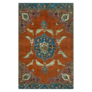 Fine Vintage Distressed Jamil Rust/Blue Rug, 4'1 x 6'3, 4'1 x 6'3 ...