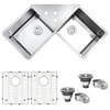 Ruvati RVH8400 Undermount Corner Kitchen Sink 16 Gauge 44" Double Bowl ...