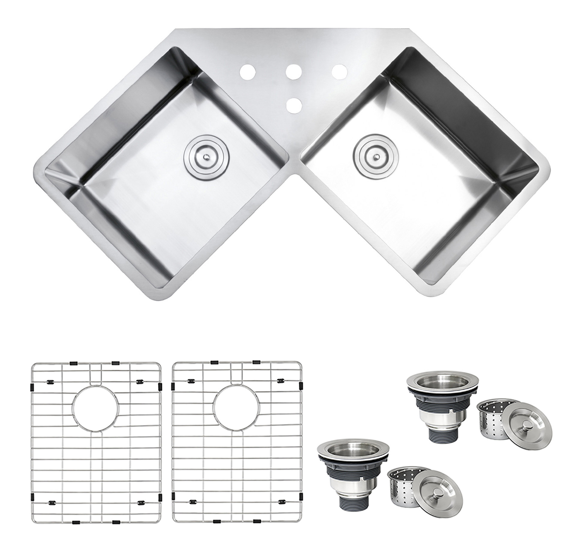 Ruvati RVH8400 Undermount Corner Kitchen Sink 16 Gauge 44" Double Bowl ...