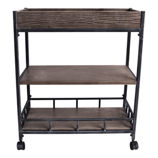 Niles Industrial Kitchen Cart, Industrial Gray and Pine Wood ...