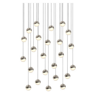 Grapes Architectural 24-Light Round Small LED Pendant, Satin Nickel ...