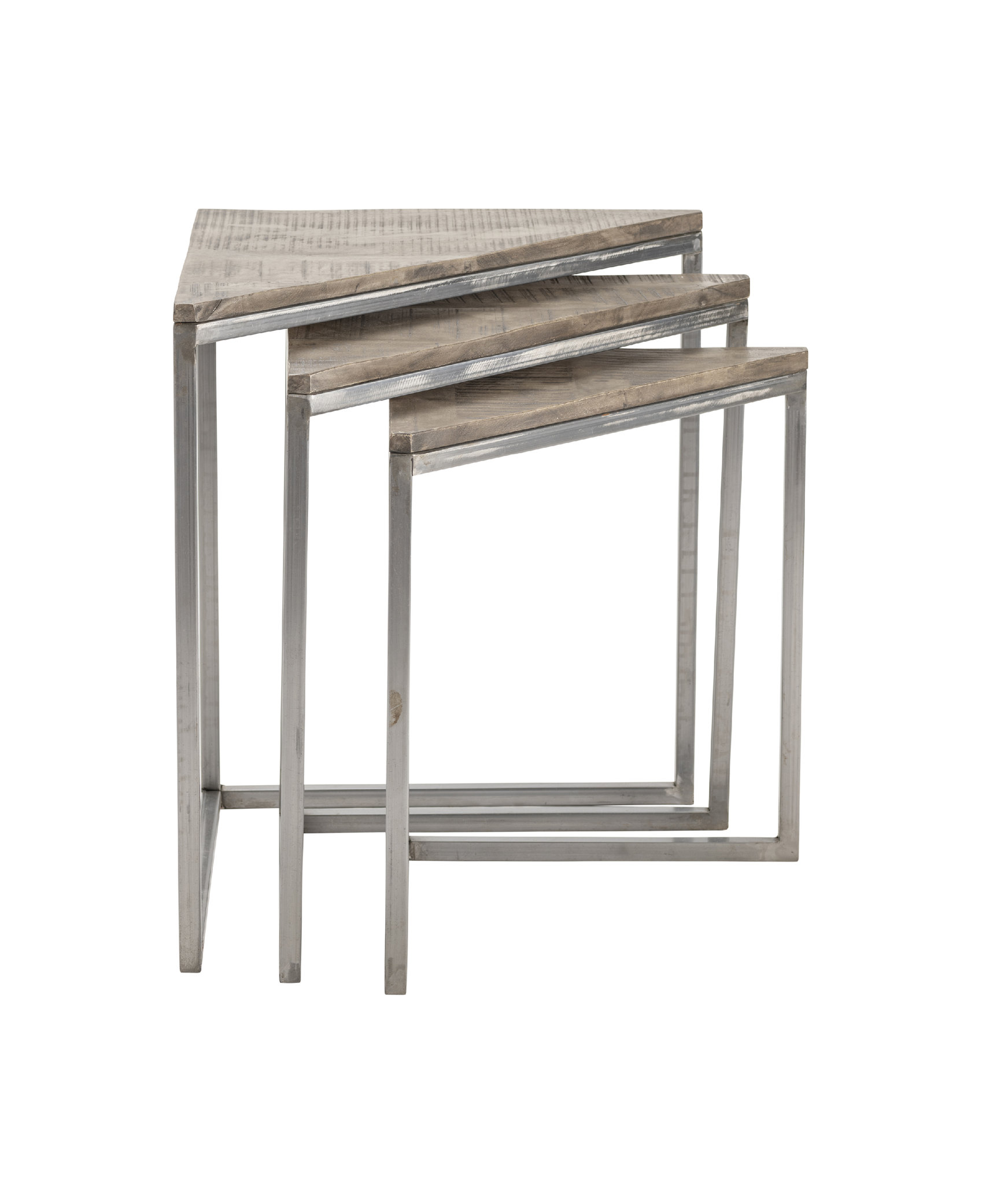 Cvfnr677 Mango Wood Scraped Iron Set Of 3 Corner Nested Tables ...