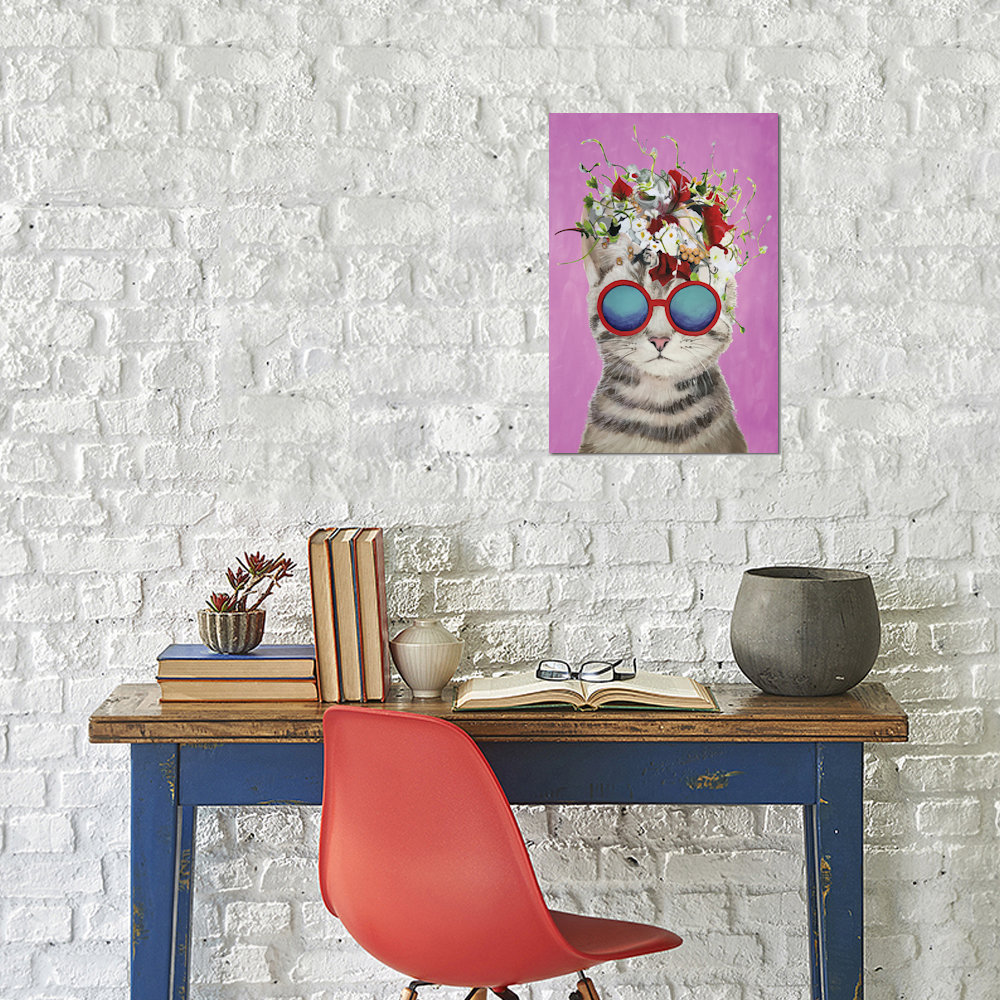 Cat Flower Power, Pink by Coco de Paris Canvas Print, 26"x18"x1.5 ...