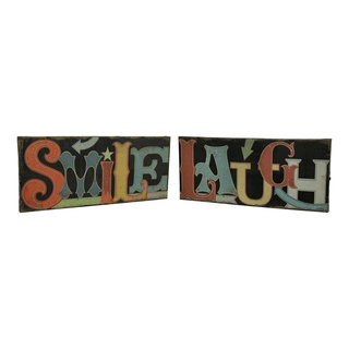 Smile & Laugh 2 Piece LED Lighted Canvas Wall Print Set, Medium ...