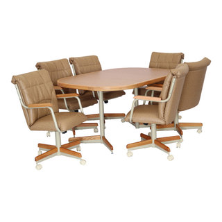 7-Piece 42x[42/60] Caster Dining Set Laminate Table Top & Buff Caster ...