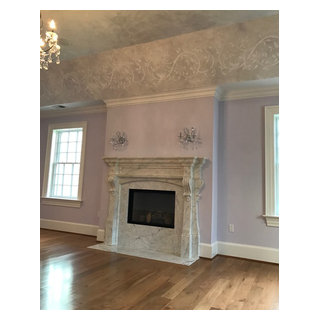 French Country Scroll and Leaf Stenciled Tray Ceiling - Traditional ...