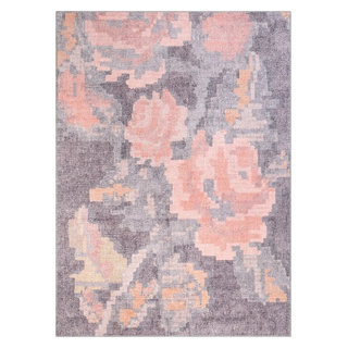 Well Woven Posh Flore French Country Floral Blush Pink Gray Area Rug, 7 ...