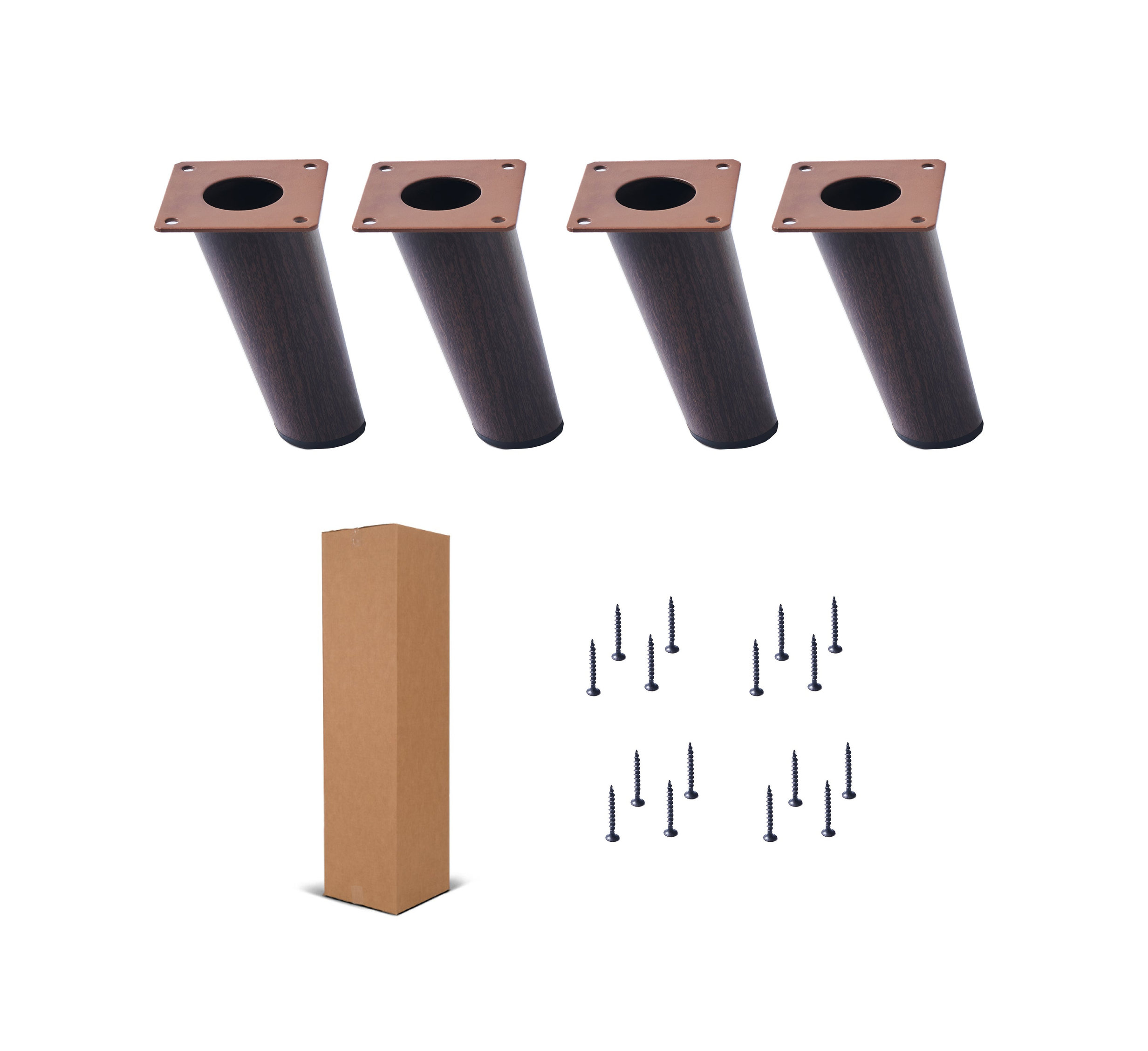 Round Steel Dark Wood Slanted Legs Heavy Duty, 5", Set of 1 - Table ...