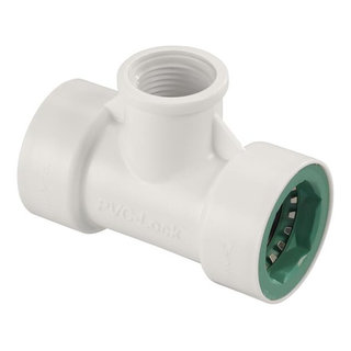 Orbit® 34772 Push-on-Fitting PVC-Lock Tee, 3/4" x 1/2" FPT, 1/2" x 3/4 ...