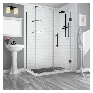 BromleyGS Frameless Corner Shower Enclosure, Stainless 54x30" Door 22 ...