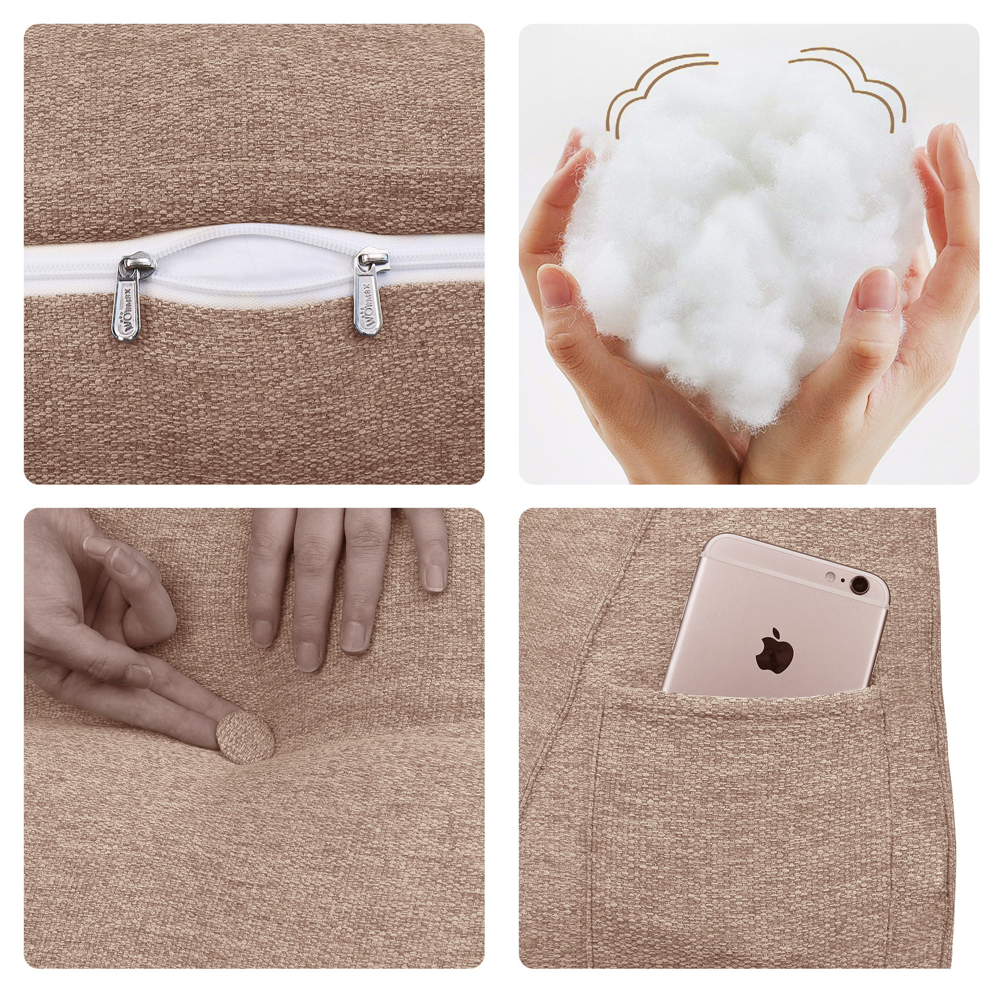 Button Tufted Body Positioning Pillow Headboard Cushion Linen Blend ...