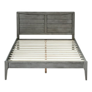 Stacey Rustic Wooden Queen Platform Bed - Transitional - Platform Beds ...