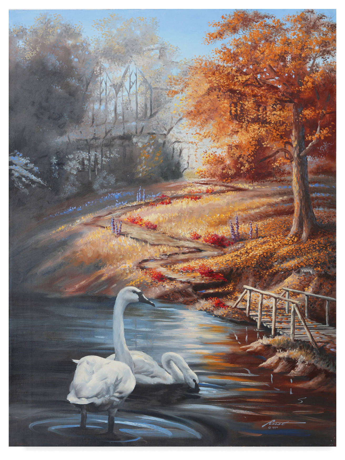 "Swans" by D. Rusty Rust, Canvas Art, 19"x14" - Rustic - Prints And ...