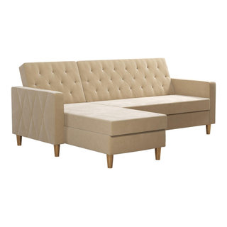 Unique Sectional Futon Sofa, Reversible Design With Diamond Tufting ...