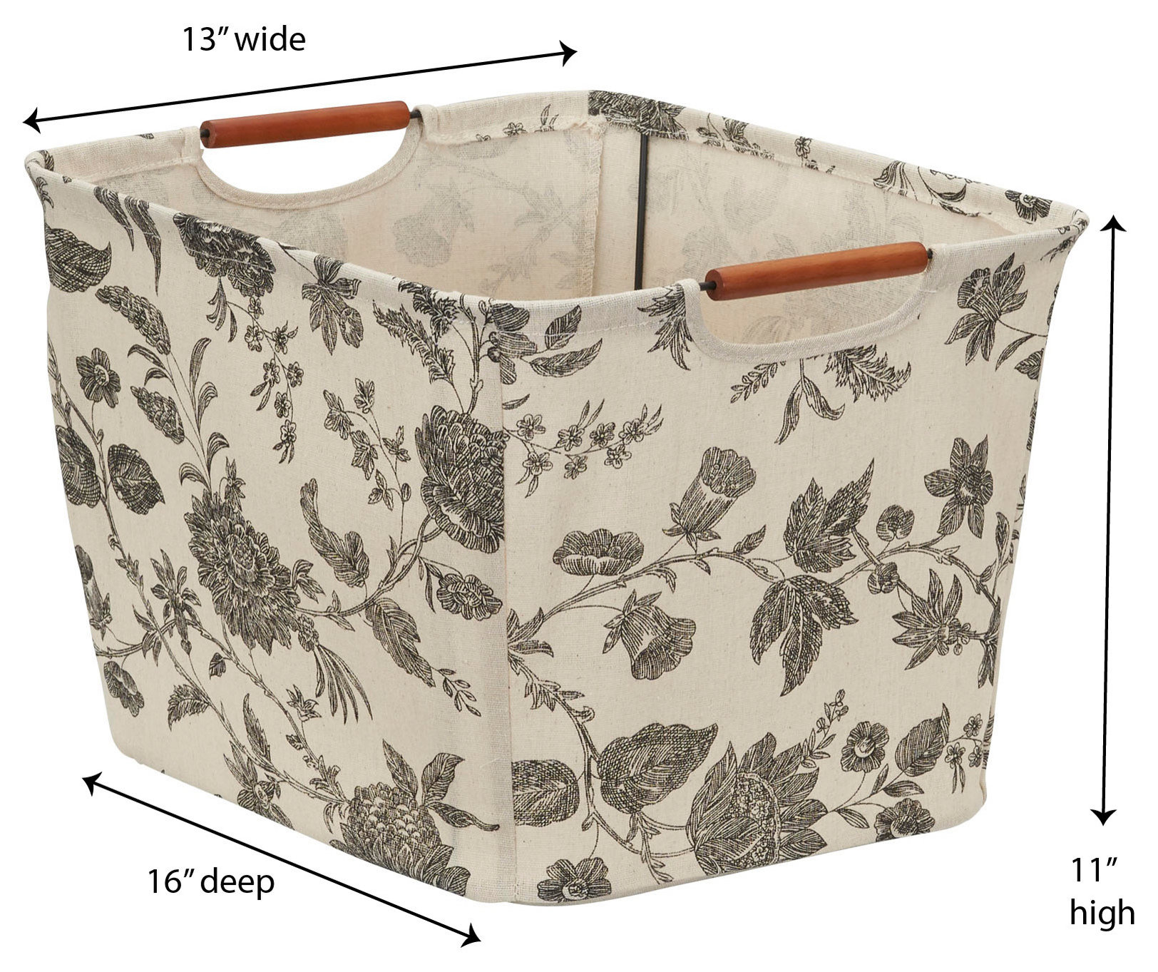 Small Tapered Storage Bin With Wood Handles, Medium - Transitional ...