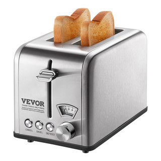 VEVOR 2 Slice Stainless Steel Toaster Reheat Cancel Defrost 6 Browning ...