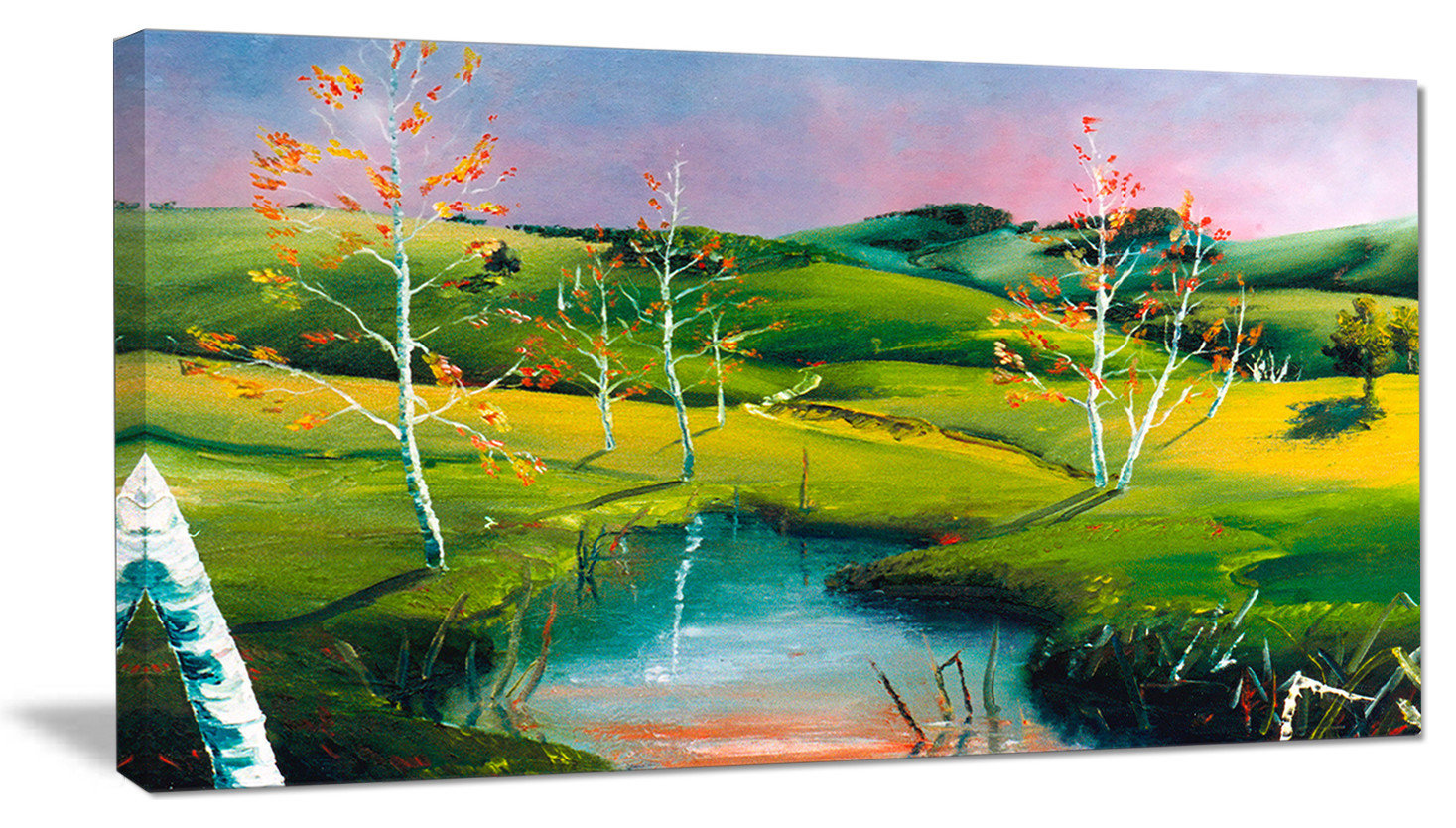 "Endless Green Pastures" Landscape Painting Canvas Print, 32"x16 ...