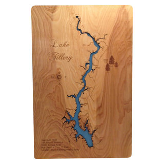 Lake Tillery, North Carolina-Wood Lake Map, Medium - Contemporary ...
