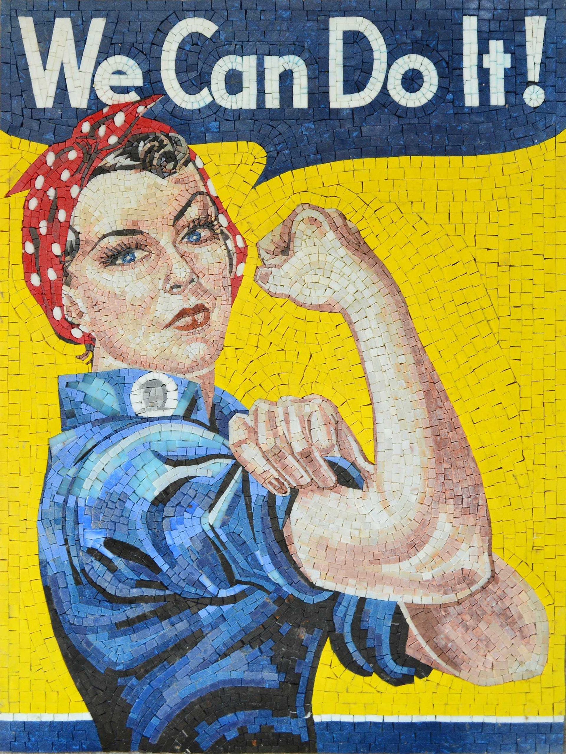 Rosie The Riveter Mosaic Artwork, 35" x18" - Midcentury - Tile Murals ...