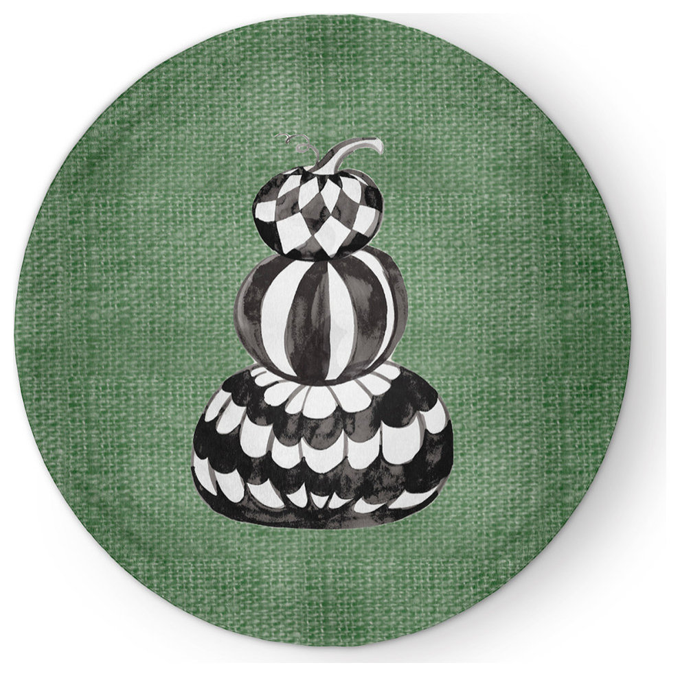 Pumpkin Stack Fall Design Chenille Area Rug, 5' Round - Farmhouse ...