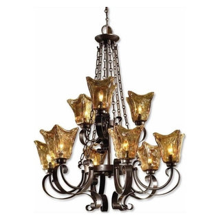 Bowery Hill Contemporary 9 Light Chandelier in Oil Rubbed Bronze - Mediterranean - Chandeliers ...