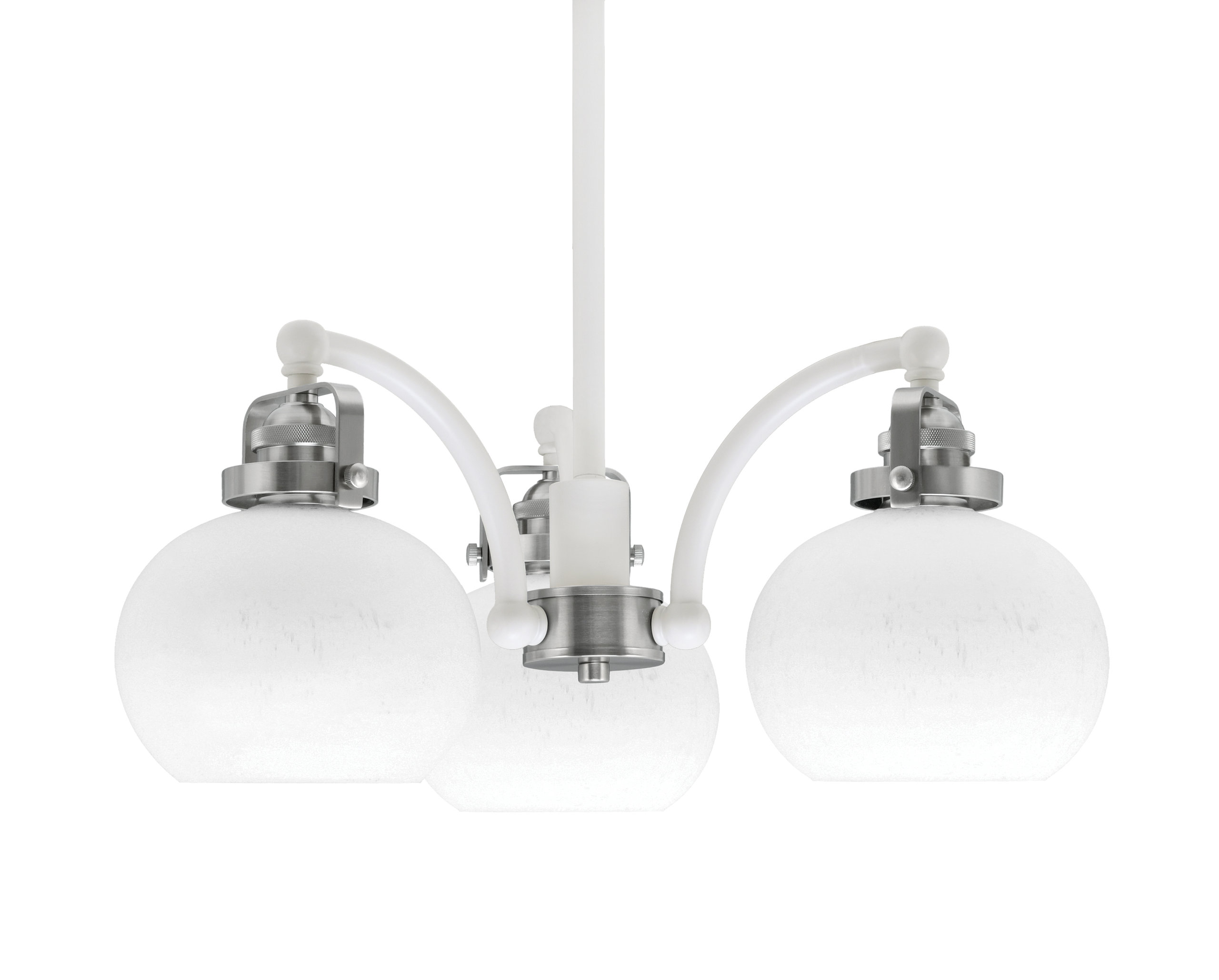 Easton Chandelier, 3 Light, White & Brushed Nickel Finish, 7" White ...