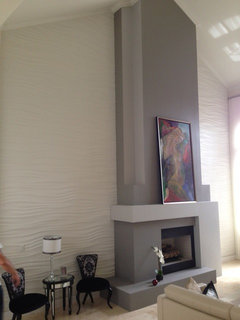 How to decorate 20 ft high main wall over sofa? | Houzz Forum