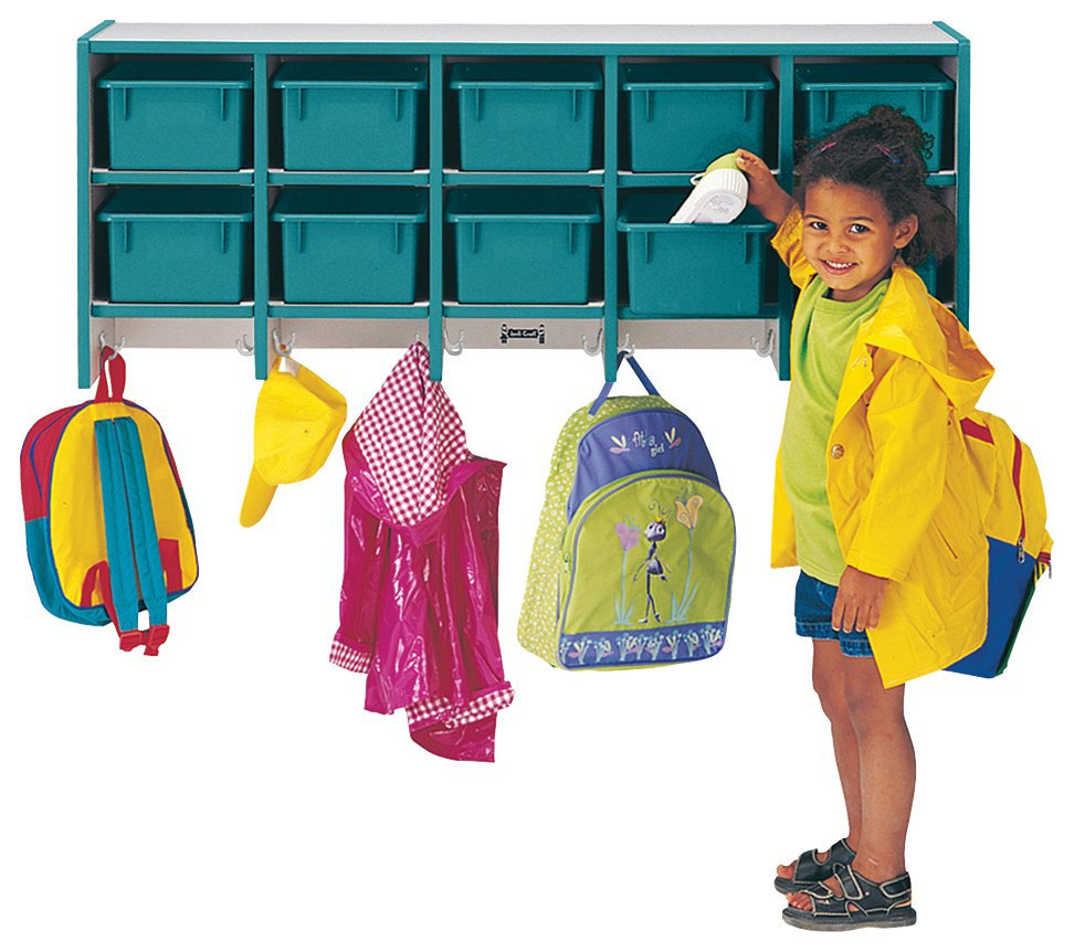 Rainbow Accents 10 Section Wall Mount Coat Locker - with Trays - Teal ...