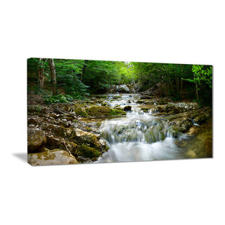 "Natural Spring Waterfall" Canvas Print, 40"x20" - Rustic - Prints And ...