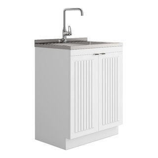 Murphy Transitional 28" Laundry Cabinet with Faucet and Stainless Steel ...