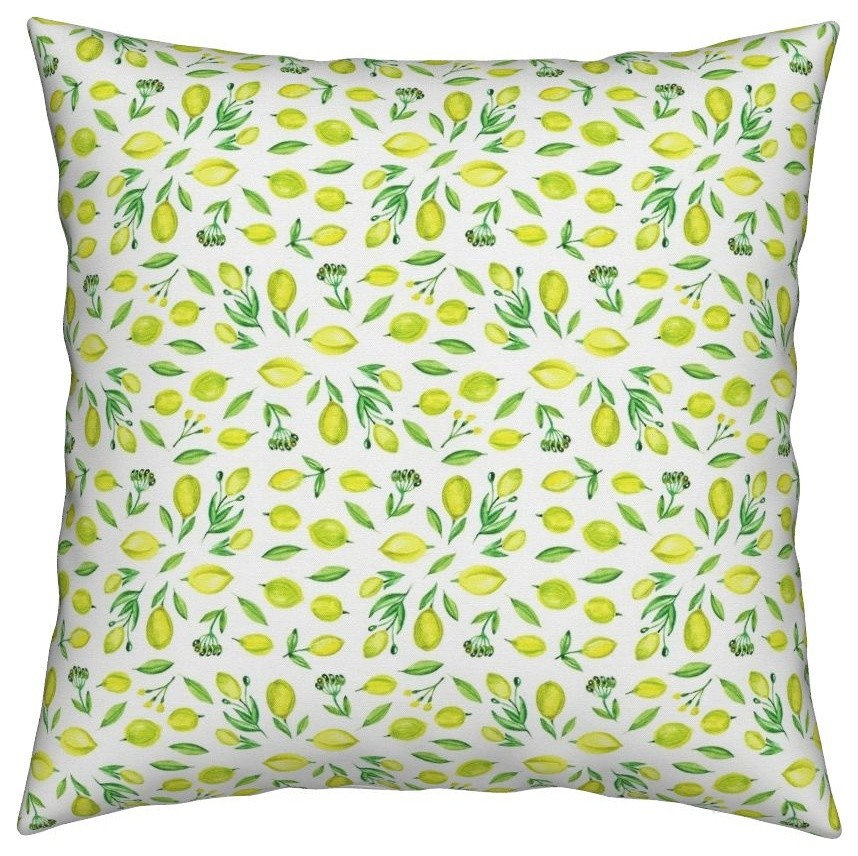 Lemon Lime Citrus Watercolor Limon Botanical Throw Pillow - Farmhouse ...