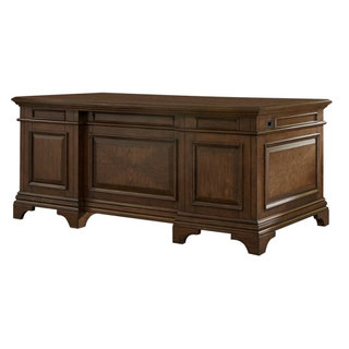 Coaster Hartshill Wood Executive Desk with File Cabinets Burnished Oak ...