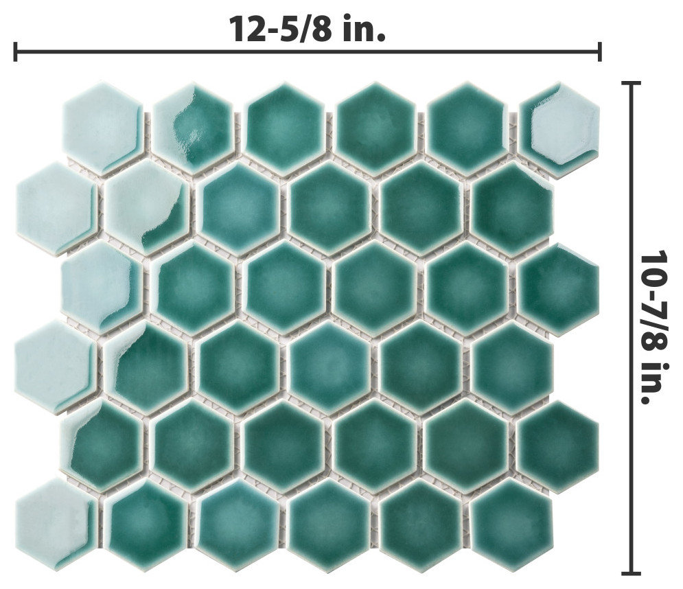 Hudson Due 2" Hex Emerald Porcelain Floor and Wall Tile Sample ...