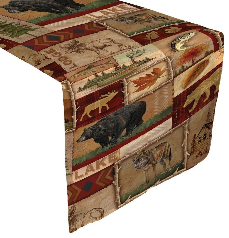 Laural Home Lodge Collage Table Runner, 13" X 72" - Rustic - Table ...