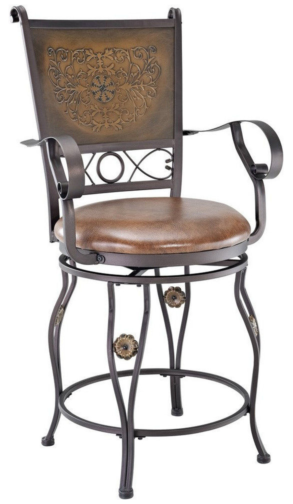 Big and Tall Copper Stamped Back Stool With Arms, Counter Height ...
